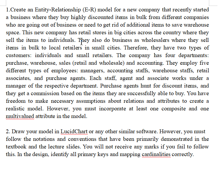 Solved 1.Create an Entity-Relationship (E-R) model for a new | Chegg.com