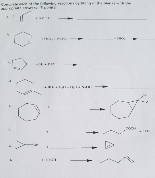 Solved Complete each of the following reactions by filling | Chegg.com