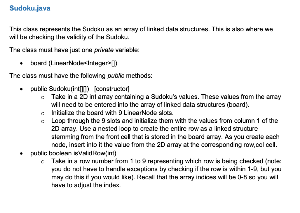 Solved Sudoku.java O This class represents the Sudoku as an | Chegg.com