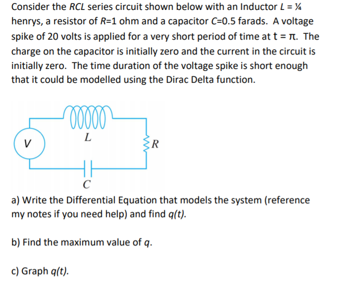 Solved Consider the RCL series circuit shown below with an | Chegg.com