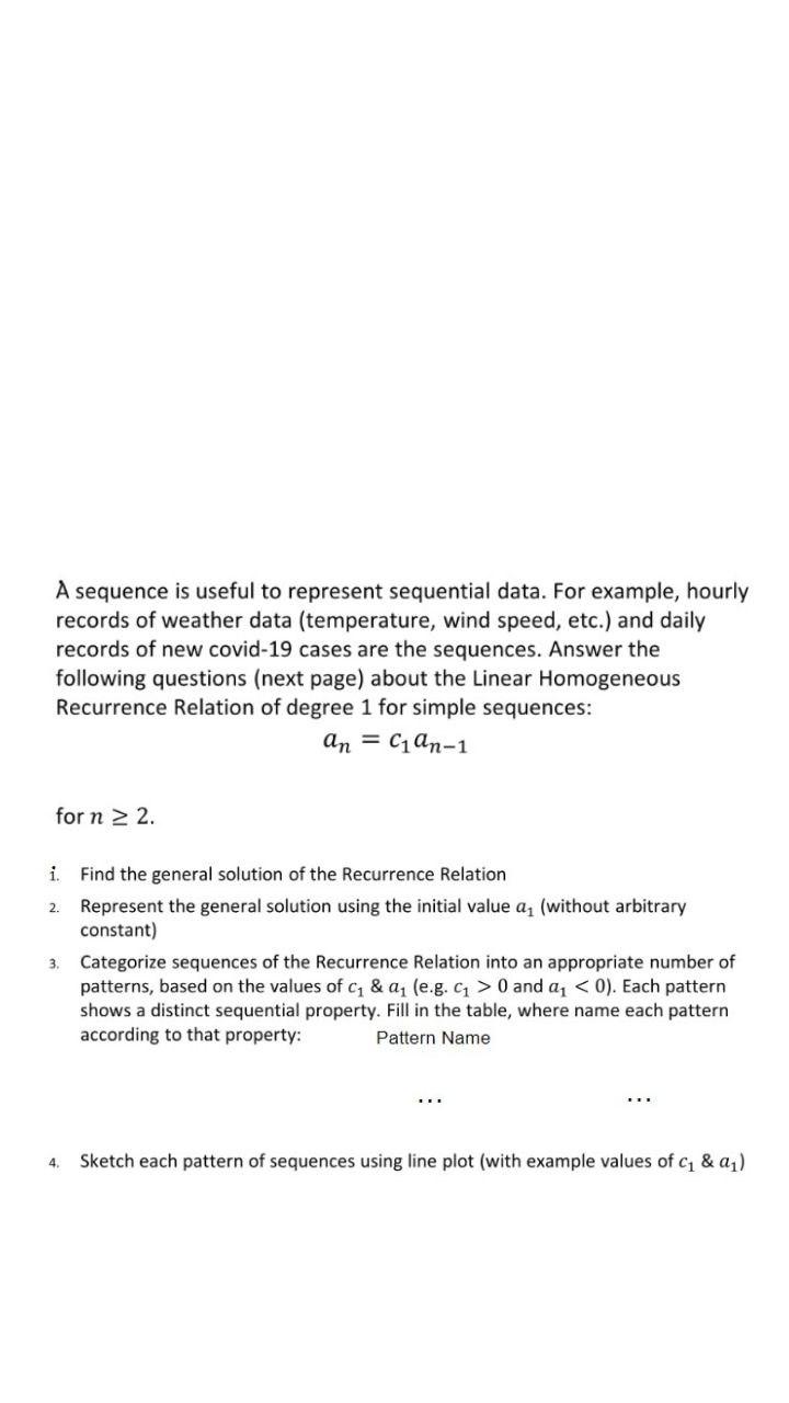 Solved A sequence is useful to represent sequential data. | Chegg.com