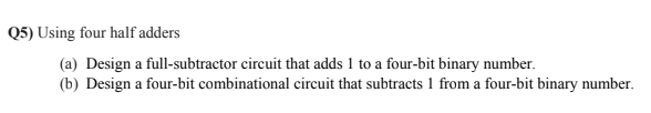 Solved Q5) Using four half adders (a) Design a | Chegg.com