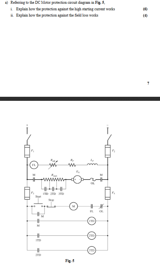 Solved a) Referring to the DC Motor protection circuit | Chegg.com