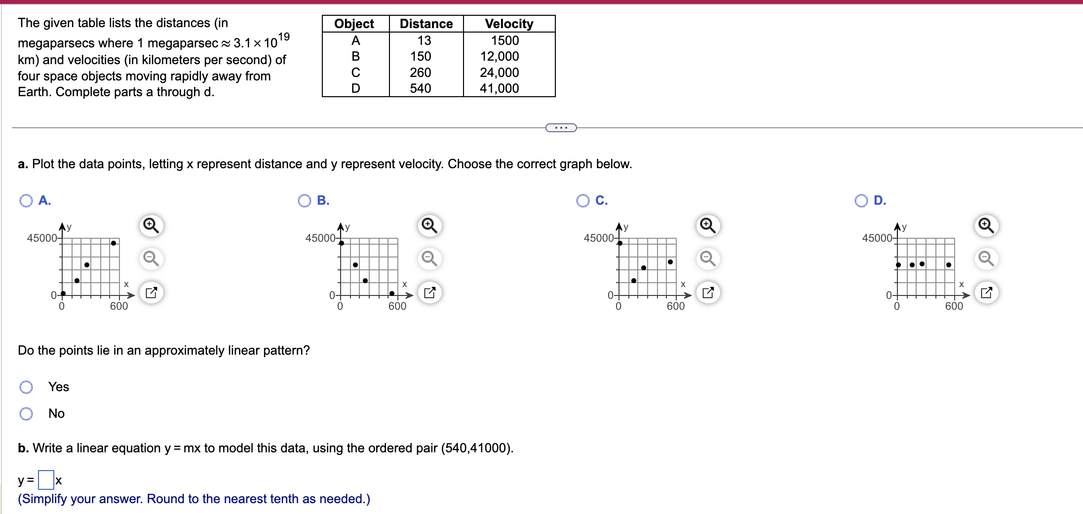 Solved The given table lists the distances (in megaparsecs | Chegg.com
