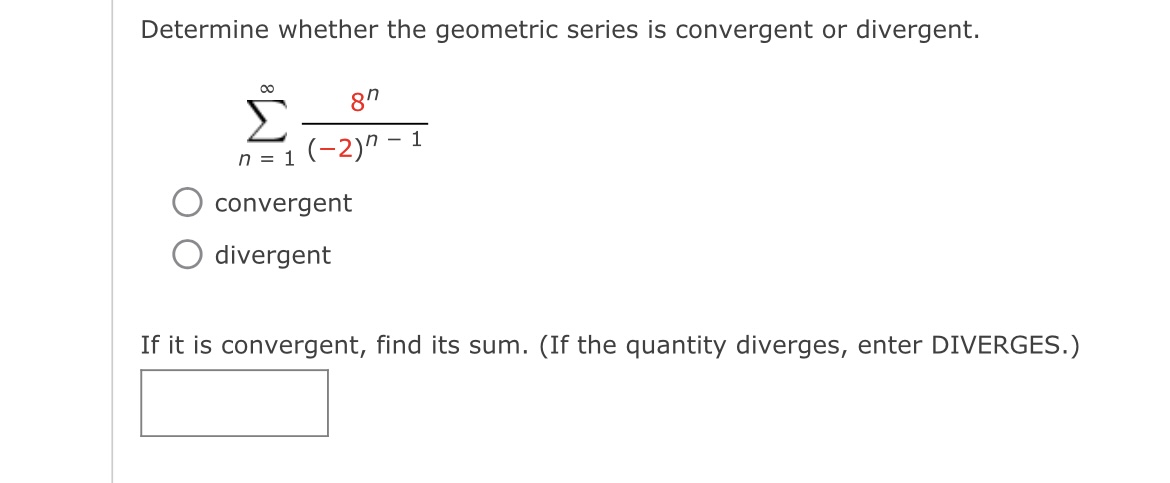 Solved Determine whether the geometric series is convergent | Chegg.com