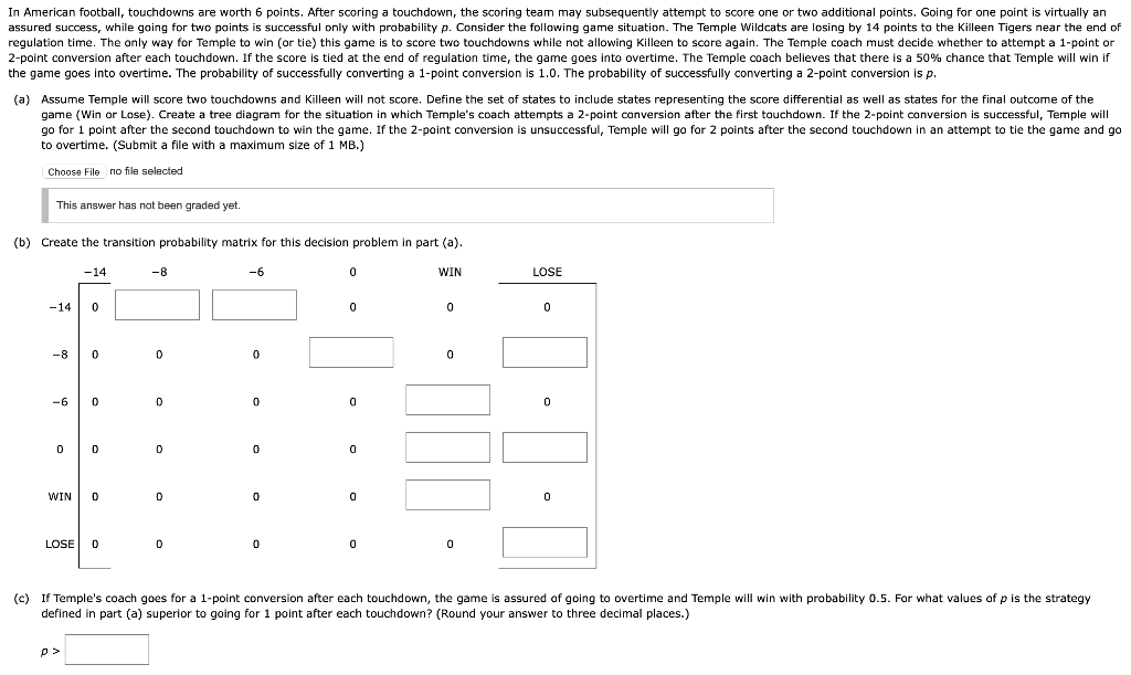 Solved In American football, touchdowns are worth 6 points. | Chegg.com