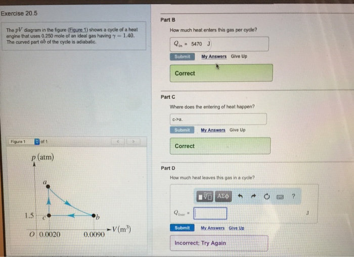Solved Exercise 20 5 Part B The Pv Diagram In The Figure