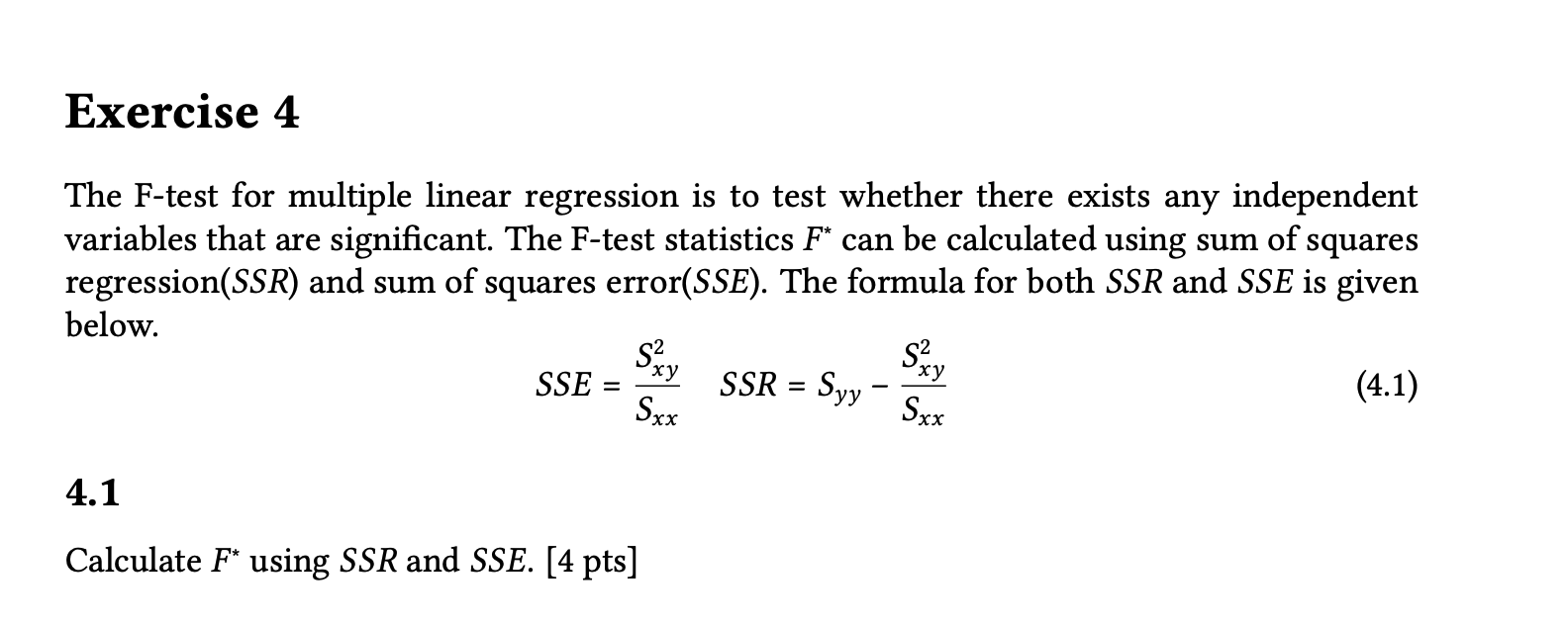Solved Exercise 4 The F-test for multiple linear regression | Chegg.com