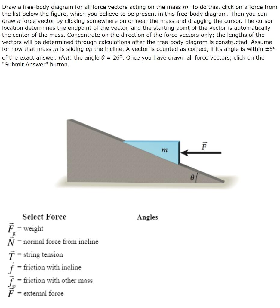 Solved Draw a free-body diagram for all force vectors acting | Chegg.com