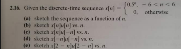 Solved 2.16. Given the discrete-time sequence x[n] 10.5", - | Chegg.com