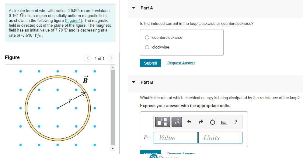 Solved A circular loop of wire with radius 0.0490 m and | Chegg.com