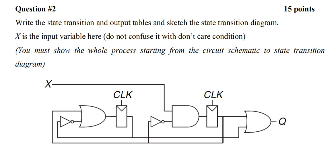 Solved Question #2 15 points Write the state transition and | Chegg.com