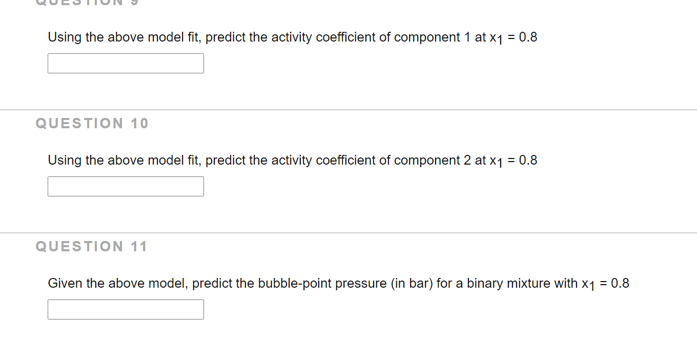 Solved QUESTION 5 Given the following VLE data for a binary | Chegg.com