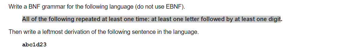 Solved Write a BNF grammar for the following language (do | Chegg.com
