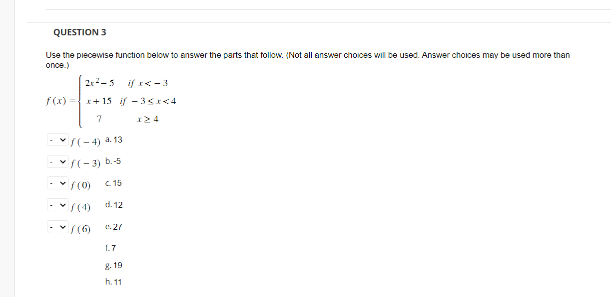 Solved Use the piecewise function below to answer the parts | Chegg.com