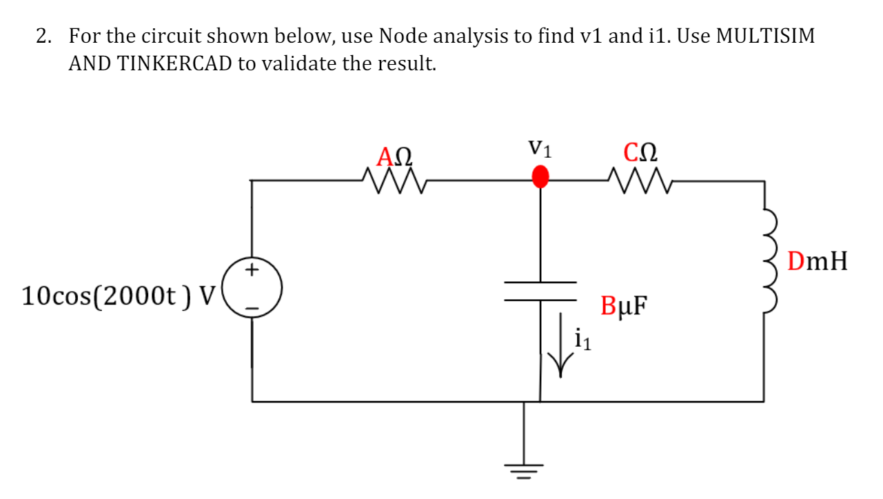 For the circuit shown below, use Node analysis to | Chegg.com