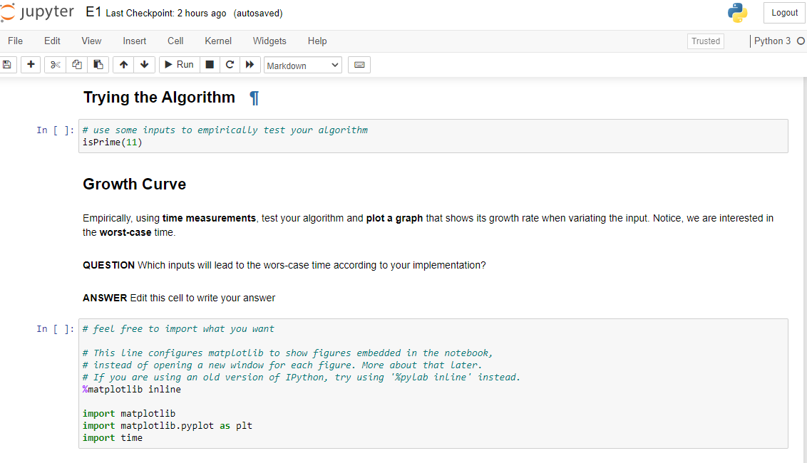 Solved jupyter E2 Last Checkpoint: 2 hours ago (autosaved) | Chegg.com