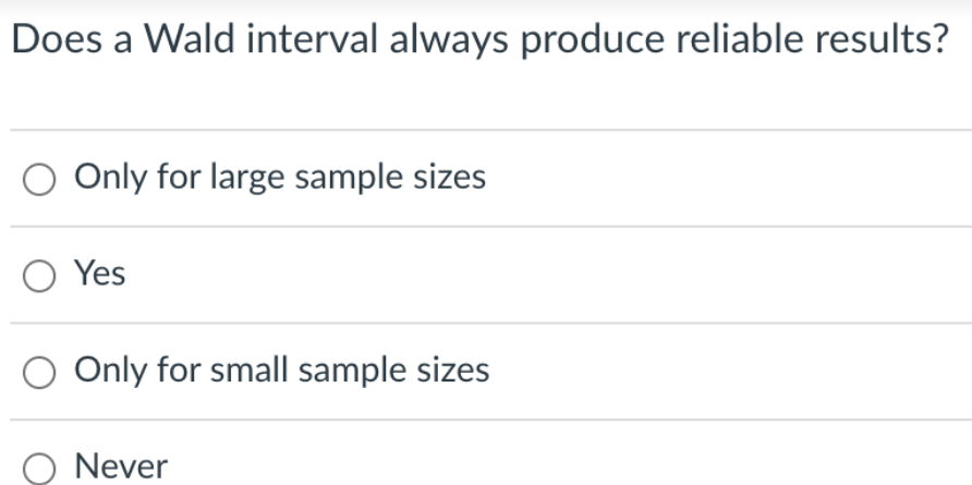 Solved Does a Wald interval always produce reliable results? | Chegg.com