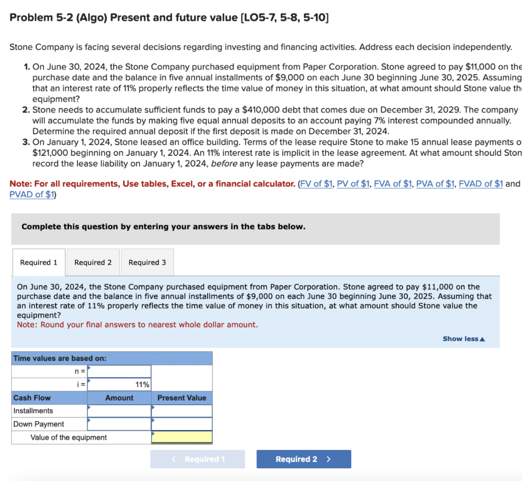 Solved Problem 5-2 (Algo) Present and future value [LO5-7, | Chegg.com