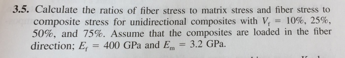 Solved Calculate the ratios of fiber stress to matrix stress | Chegg.com