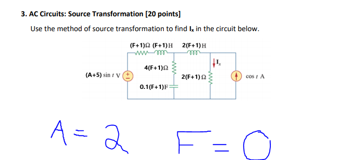 Solved 3. AC Circuits: Source Transformation (20 points] Use | Chegg.com