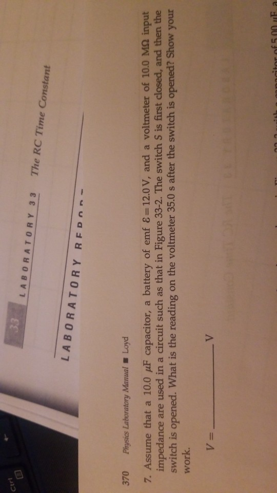 Solved Carl LABORATORY 33 The RC Time Constant LABORATORY | Chegg.com