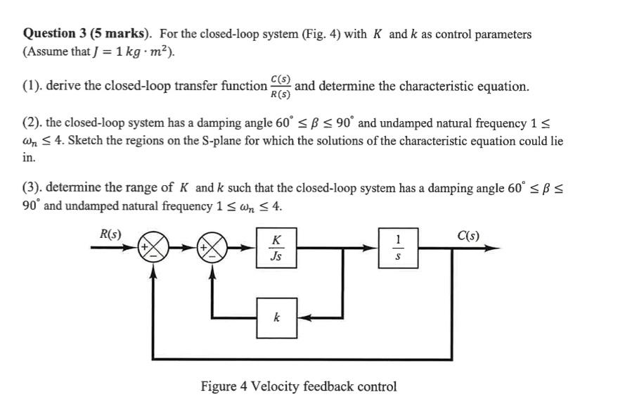 Question 3 (5 marks). For the closed-loop system | Chegg.com