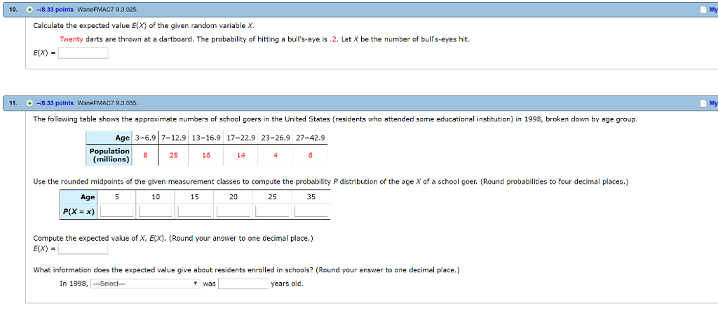 Solved 10. 8.33 points WaneFMAC7 9.3.025. My Calculate the | Chegg.com