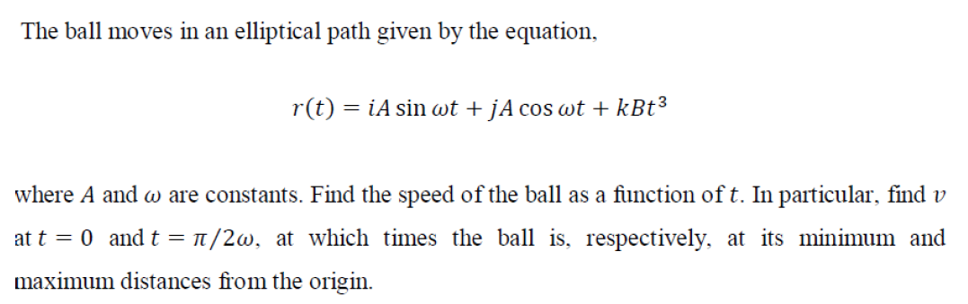 Solved The ball moves in an elliptical path given by the | Chegg.com