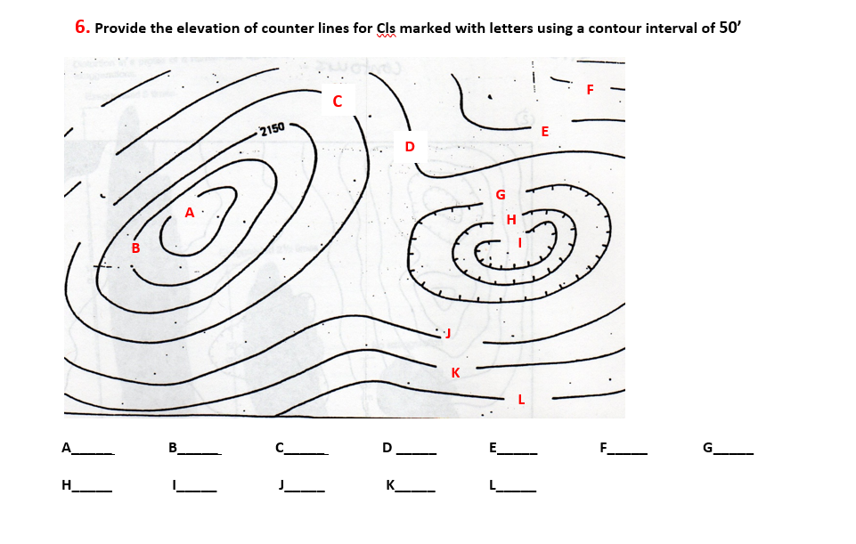 Solved 6. Provide the elevation of counter lines for Cls | Chegg.com
