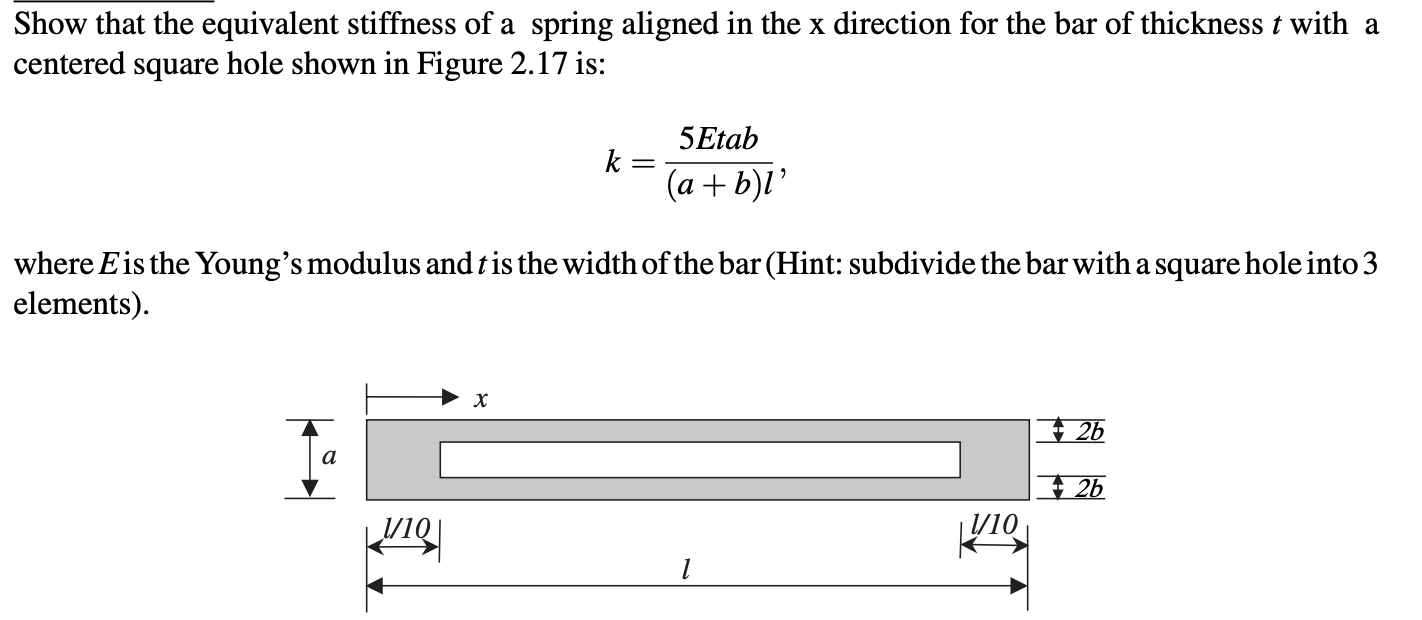 Solved Show that the equivalent stiffness of a spring | Chegg.com