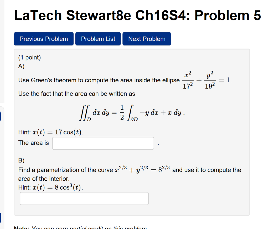 Solved LaTech Stewart8e Ch16S4: Problem 5 Previous Problem | Chegg.com