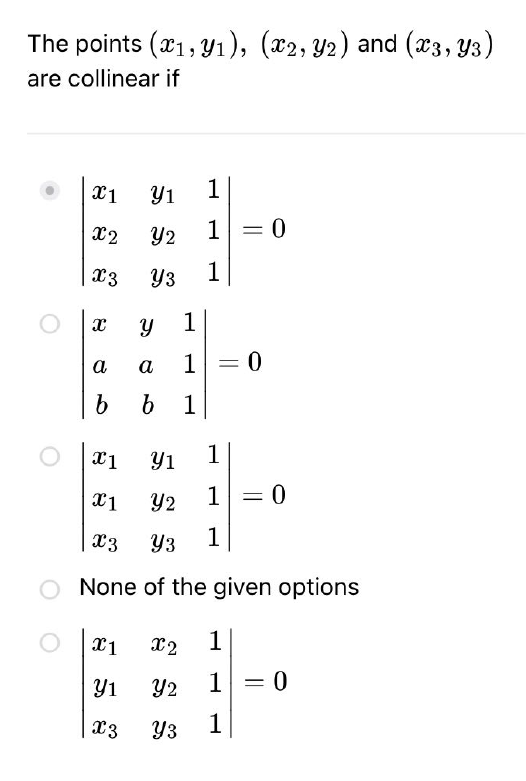 Solved The Points X1 Y1 X2 Y2 And X3 Y3 Are Collinear