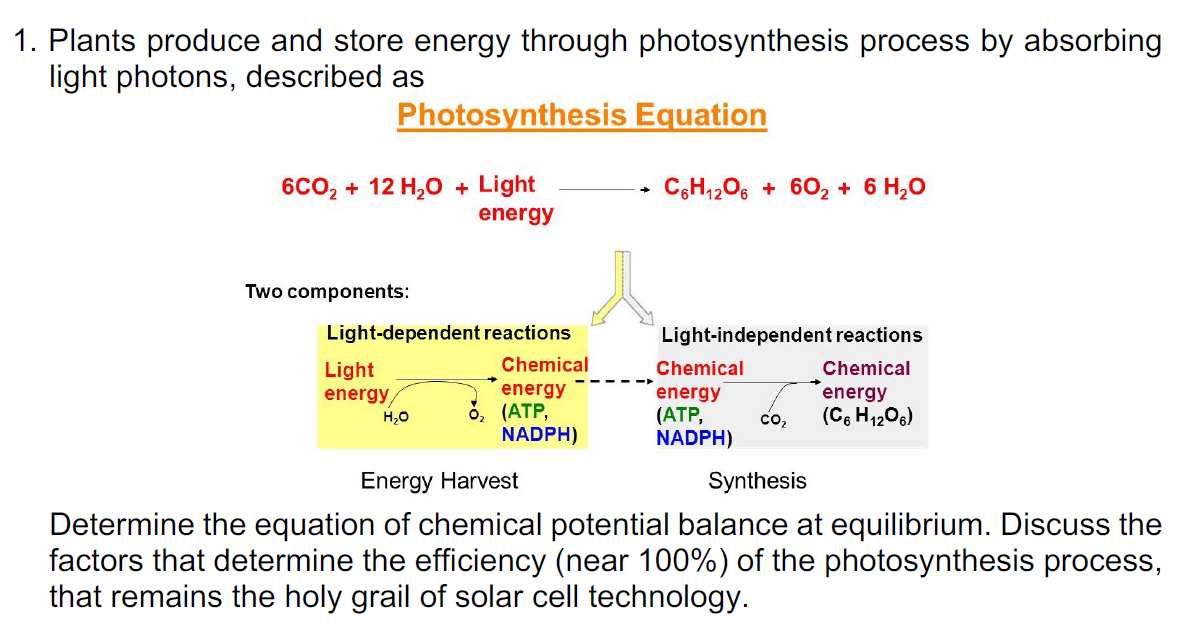 Light Dependent Reaction Equation