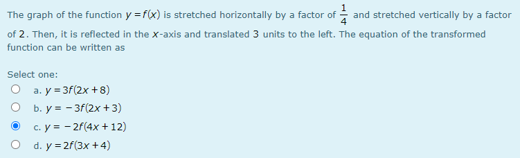 Solved AT- The graph of the function y =f(x) is stretched | Chegg.com