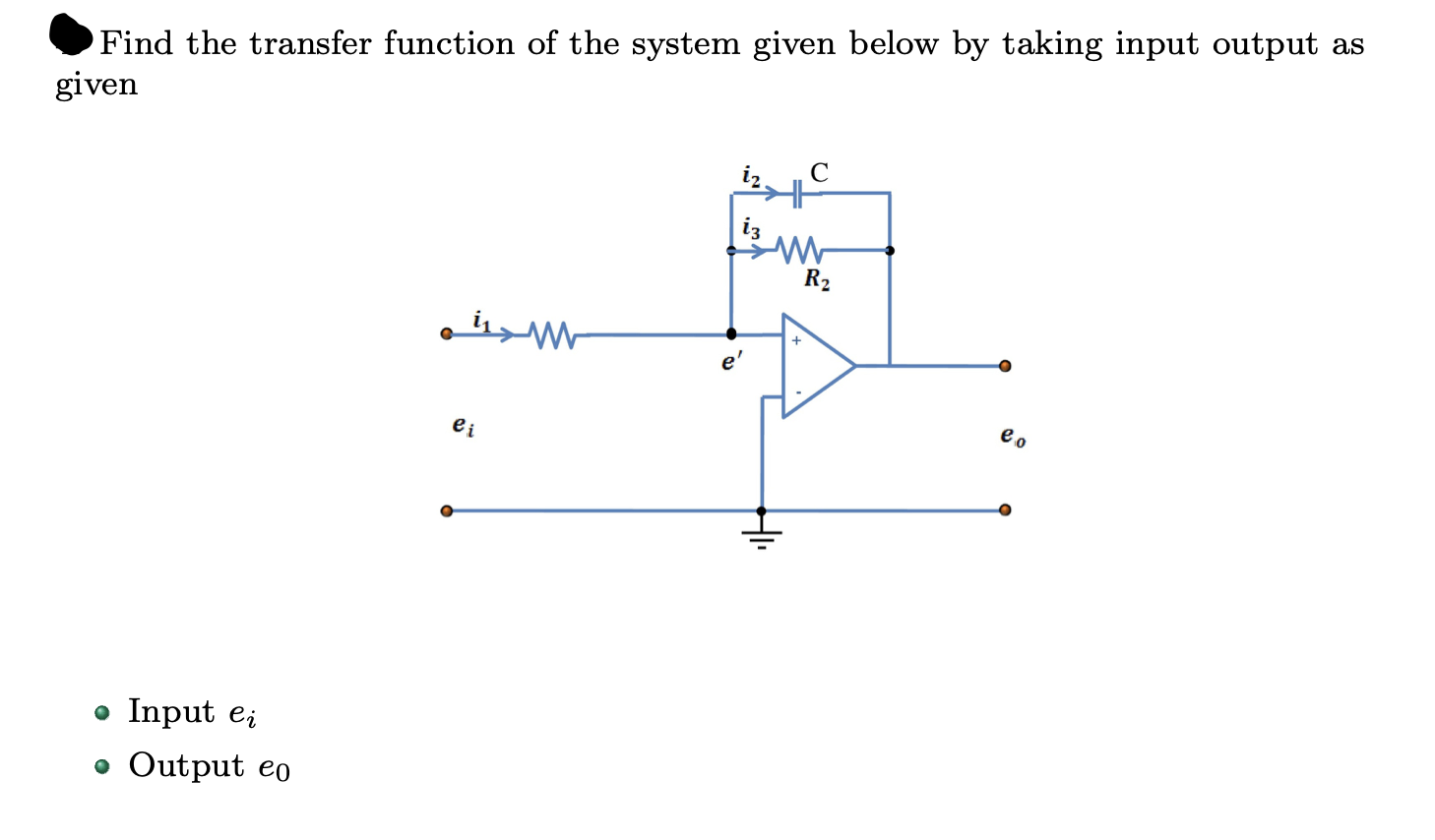 Solved Find the transfer function of the system given below | Chegg.com