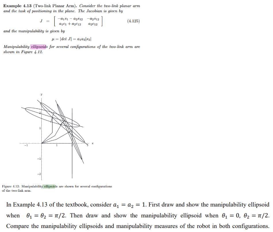 Example 4.13 (Two-link Planar Arm). Consider the | Chegg.com