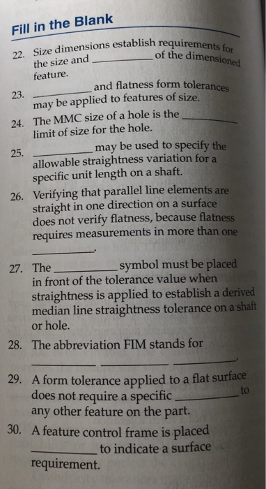Solved Fill in the Blank 22. Size dimensions establish | Chegg.com