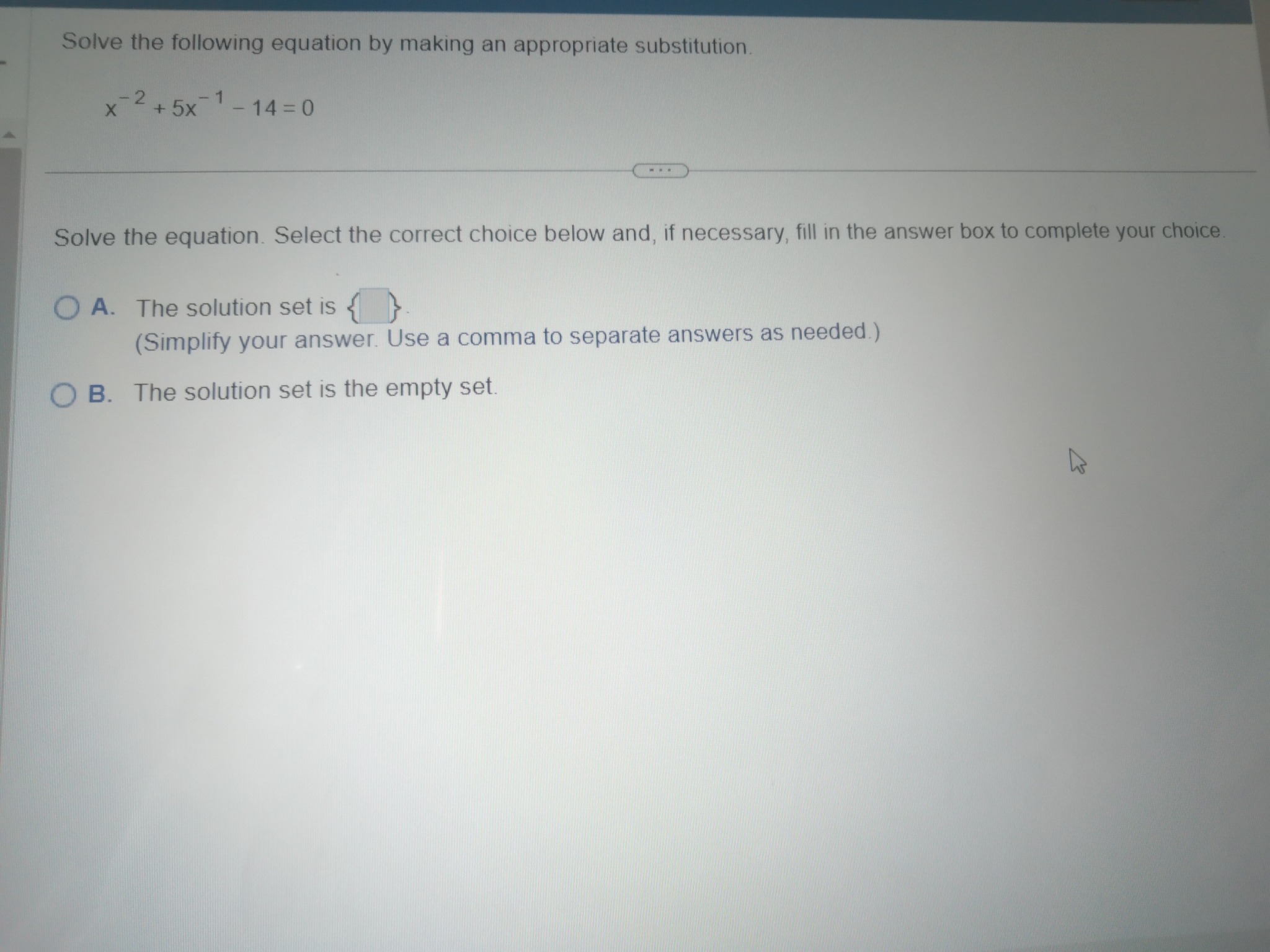 Solved Solve the following equation by making an appropriate | Chegg.com