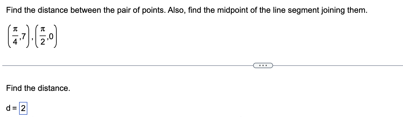 Solved Find the distance between the pair of points. Also, | Chegg.com