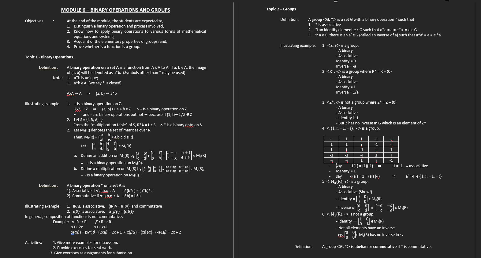 Solved MODULE 8 - SUBGROUPS Objectives : At the end of the | Chegg.com
