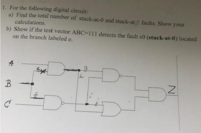 Solved 1. For the following digital circuit: a) Find the | Chegg.com