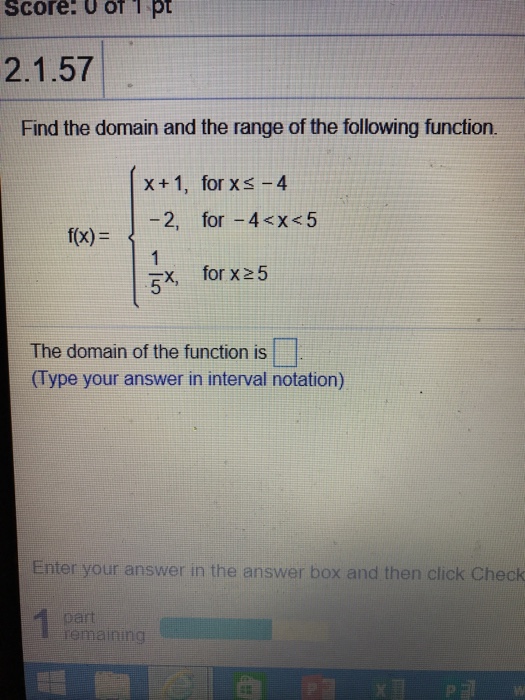 Solved score. 0of T pt 2.1.57 Find the domain and the range | Chegg.com