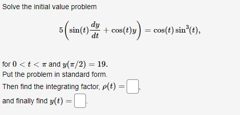 Solved Solve the following initial value problem: | Chegg.com