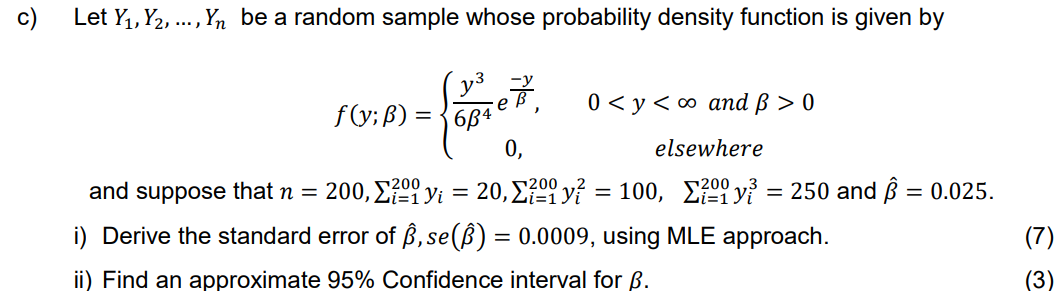 Solved Let Y1,Y2,…,Yn be a random sample whose probability | Chegg.com