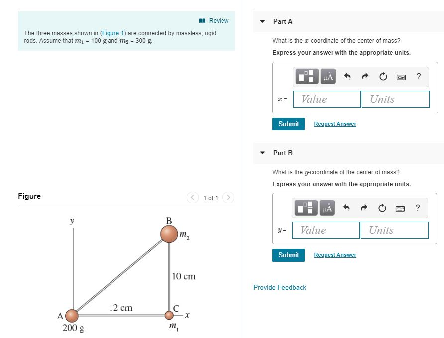 Solved Review PartA The three masses shown in (Figure 1) are | Chegg.com Solved Review PartA The three masses shown in (Figure 1) are | Chegg.com