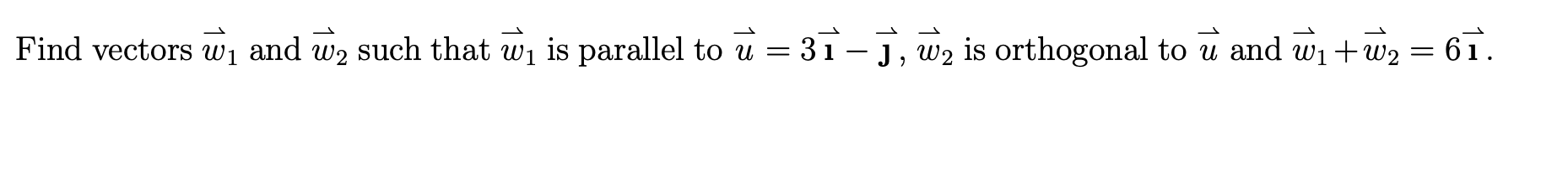 Solved Find vectors W1 and W2 such that w1 is parallel to ū | Chegg.com