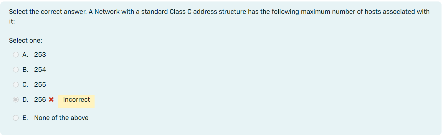Solved Select the correct answer. A Network with a standard | Chegg.com