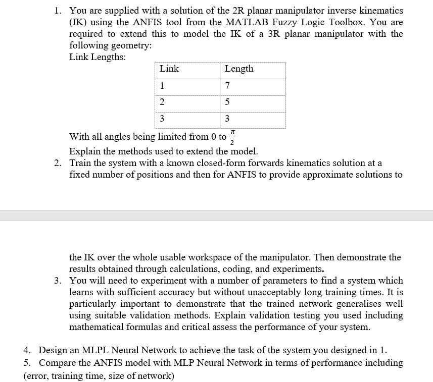 Solved 1. You are supplied with a solution of the 2R planar | Chegg.com