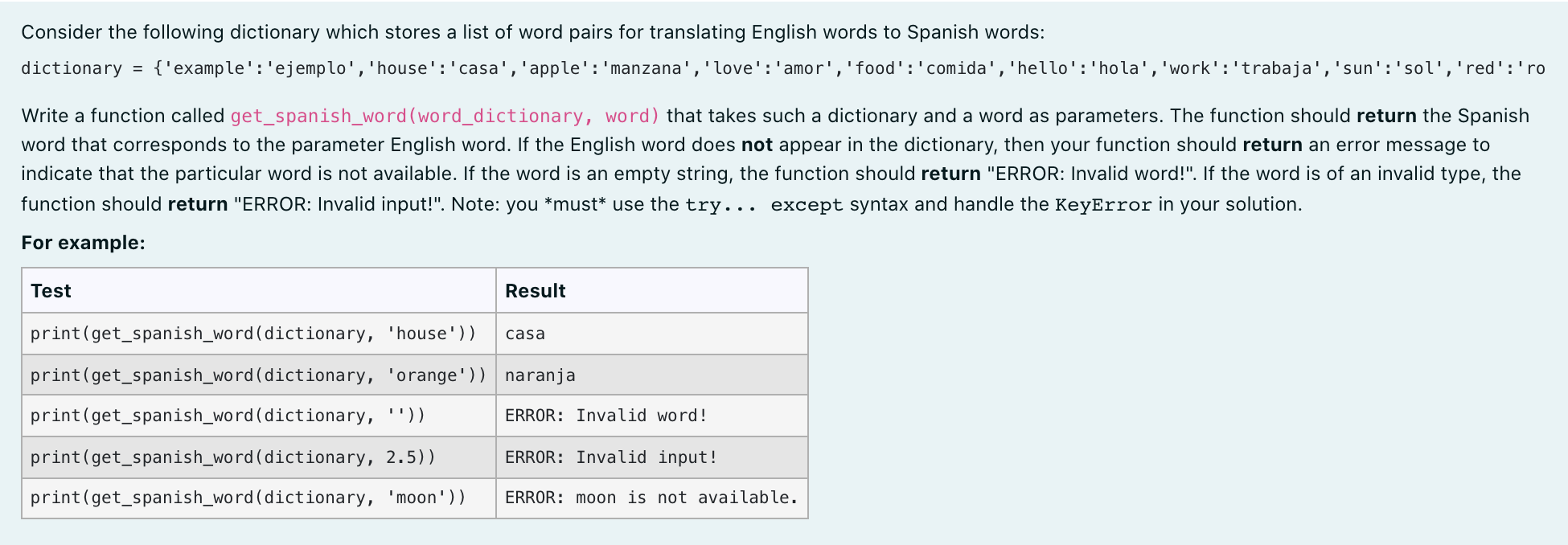 Solved Consider The Following Dictionary Which Stores A List